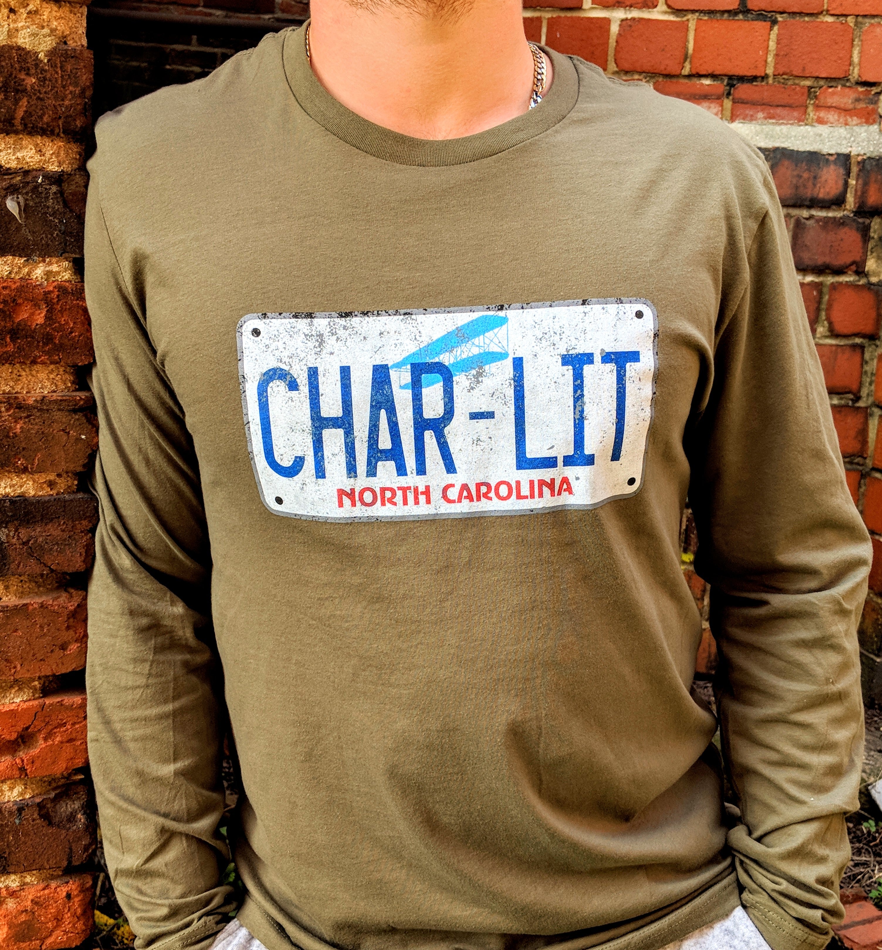 Support Local Apparel- Char-LIT Olive Longsleeve